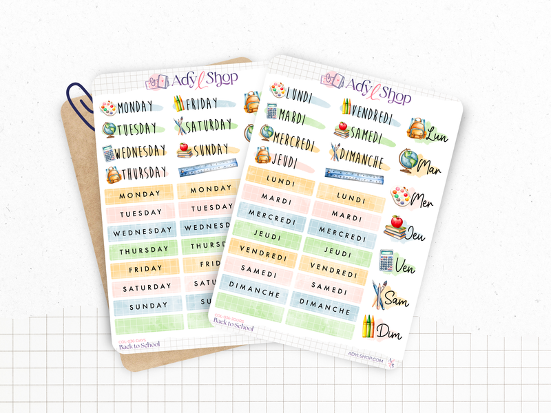 Planches de Stickers "Back to School" - Autocollants sur le thème de l ...