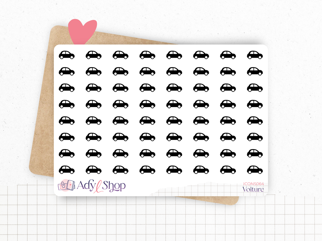 Mini icon stickers - Car - Road trip, carpool - Planner stickers - Min ...